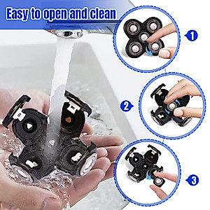 Shaver Blade Heads, 5 Heads Beard Cutter Replacement Blade Electric Razor Shaver Head Easy Install for Head and Face (Black)