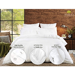 Organic Cotton Duvet Cover Queen/Full – Natural – GOTS Certified – Soft & Smooth Sateen Weave – Secure Fit with Corner Ties & Envelope Closure – Premium Bedding – Machine Washable – Tissaj