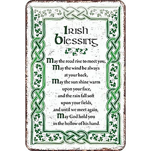 Shamrock Gift Irish Metal Sign With Blessing Interesting Retro Man Cave Bar Shop Study Coffee Wall Home Office Farm Garden Garage Metal Sign Decoration 8x12 Inch