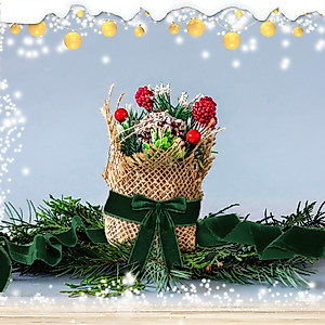 Preboun 4 Rolls Velvet Ribbon for Gift Wrapping 24 Yards Total Frayed Edge Velvet Silk Ribbon for Valentine's Day Wedding Baby Shower DIY Crafts Decor(Dark Green,1.5 Inch)