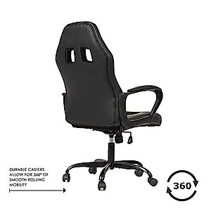 Office Chair PC Gaming Chair Cheap Desk Chair Ergonomic PU Leather Executive Computer Chair Lumbar Support for Women, Men (Black)