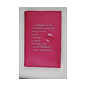 Narcotics Anonymous NA Basic Text (6th Ed) Book Cover Serenity Prayer & Medallion Holder Pink