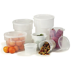 Carlisle FoodService Products Bain Marie Round Food Storage Container for Kitchens, Restaurants, Catering, Plastic, 6 Quarts, White, (Pack of 12)