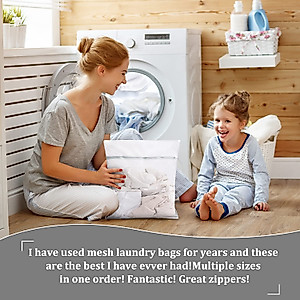 4 Pack Mesh Laundry Bags, Durable Washing Machine Wash Bags, Reusable Lingerie Laundry Mesh Wash Bags for Delicates Blouse, Bra, Bath Towel, Lingerie, Baby Clothes, Travel Organization Bag