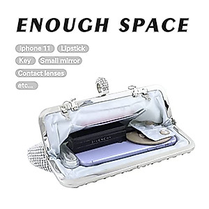 Carwales Silver Clutch Purse Rhinestone Purses for Women Evening Wedding Party Bridal Handbag Elegant Formal Evening Bag(Silver)
