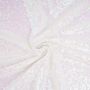 FYLEDAEE Iridescent White Sequin Tablecloth Rectangular 50X80 inch Spark Glitter Shimmer Tablec Cover for Wedding Baby Shower Birthday Dinners Dessert Flower Candy Cake Party Decoration