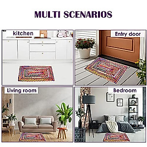 Eleet Cotton & Jute Multi Chindi Area Rug - 2x3 Ft Multicolor Hand Woven Braided Reversible Rug Rag, Colors May Vary (2x3 Feet Cotton+Jute (Rectangular))