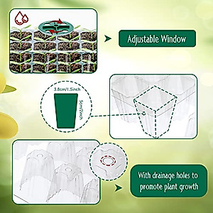 10 Pcs Seed Starter Tray 40 Cells Seed Starter Kit with Humidity Dome and Base Propagation Tray Plant Germination Greenhouse Mini Propagator Station for Seeds Growing, Total 400 Cells(Green,10 Pcs)