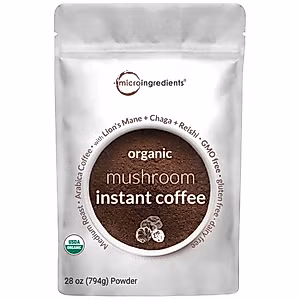 Organic Instant Mushroom Coffee Powder, 28oz (317 Servings) | Premium Arabica Coffee With Lion’s Mane, Chaga, & Reishi | Smooth Medium Roast Flavor, Clean Energy, Focus, & Immune Support