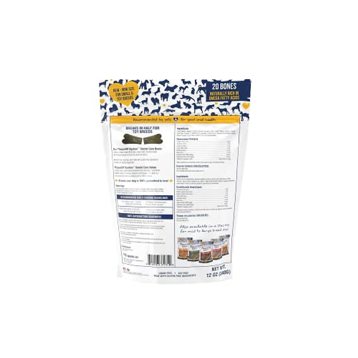 ProDen PlaqueOff Sytem Mini Dental Care Bones for Dogs - Vegetable 12 oz, Green, 340G