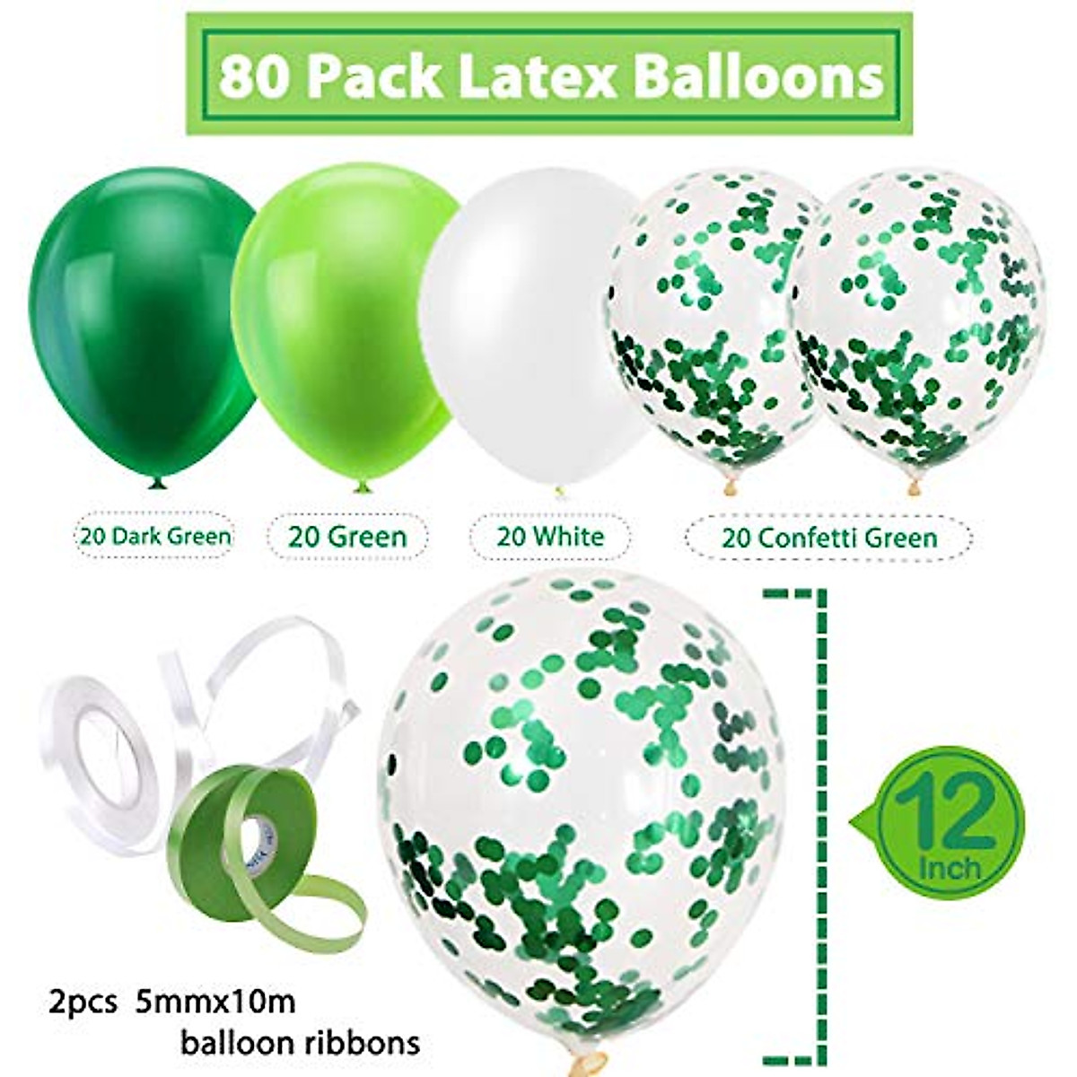 80 PCS St. Patrick's Day Party Decoration Balloons Confetti Balloons Set - Shamrock Balloons Clover Decor Balloons for Saint Patty's Day Irish Party Decorations Supplies