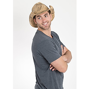 Peter Grimm Drifter Hats, Woven Straw Hat Unisex, Cowboy & Cowgirl (Black, Maverick)