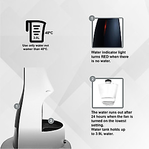 XBrand Black/White Intelligent Cool Mist Standing Oscillating Fan, 47 Inch Height