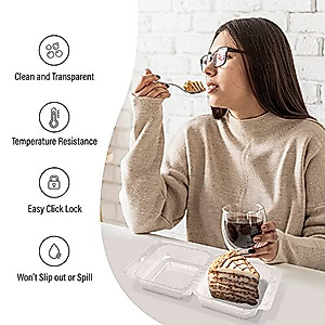 MT Products Clear Plastic Square Hinged Food Container, 5" Length x 5" Width x 2 1/8" Depth, Keep your Food Secure Shallow (40 Pieces) - Made in The USA