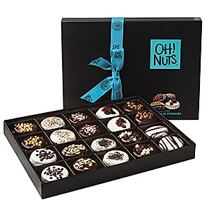 Chocolate Covered Cookie Gift Baskets | 20 Variety Gourmet Assortment Sandwich Cookies | Prime Elegant Box Gifts for Birthday, Anniversary, Holiday Season, Mom, Dad - Oh! Nuts