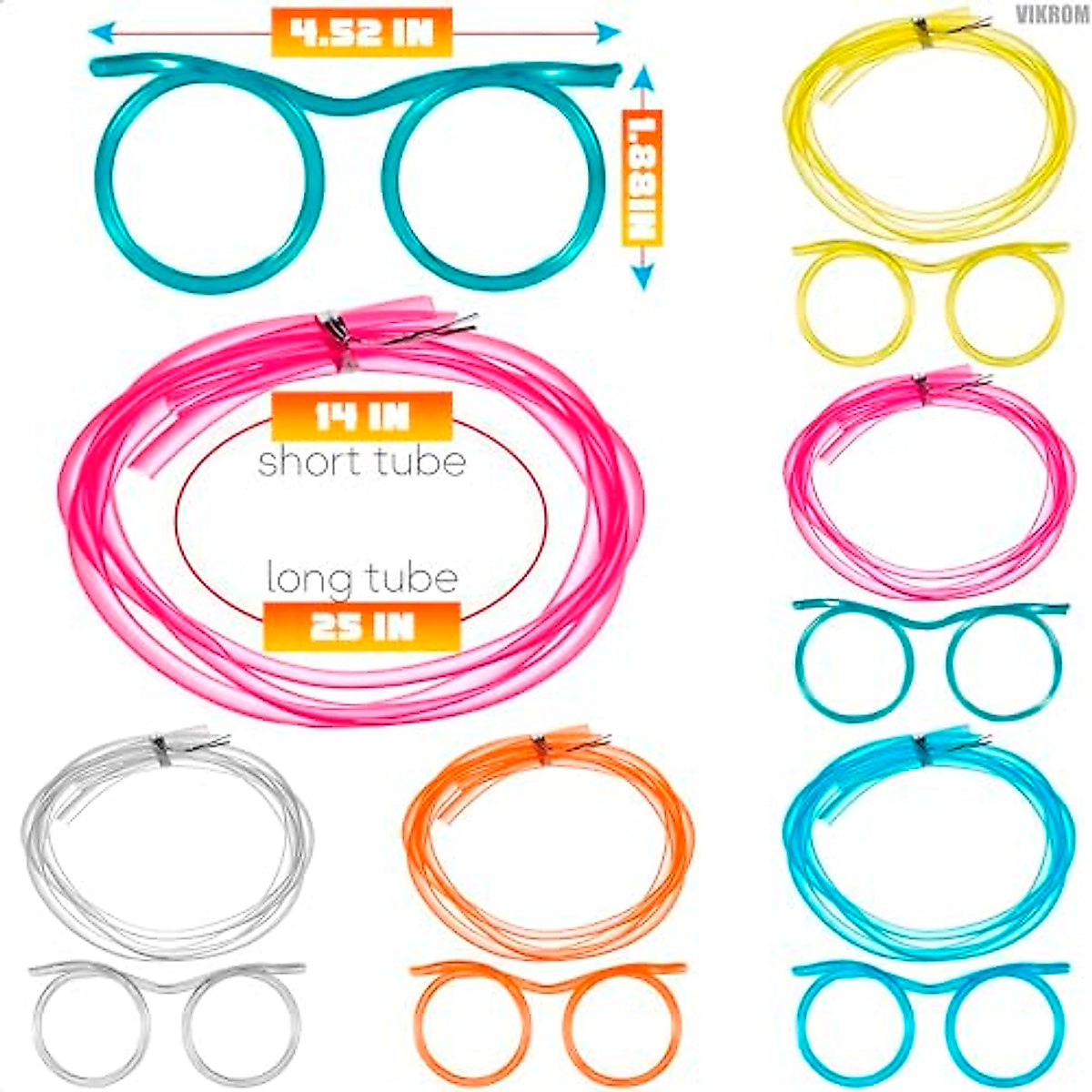 Drinking Straws Glasses Plastic - 5Pcs Fun Glasses Straw Covers Cap Reusable Straws for Kids Glasses Straws Drinking Adult Party Fun Straws for Eye Glasses Straw Tube Toy and Birthday Party Set