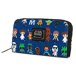Loungefly Star Wars Baby All Over Print Zip Around Wallet, Blue