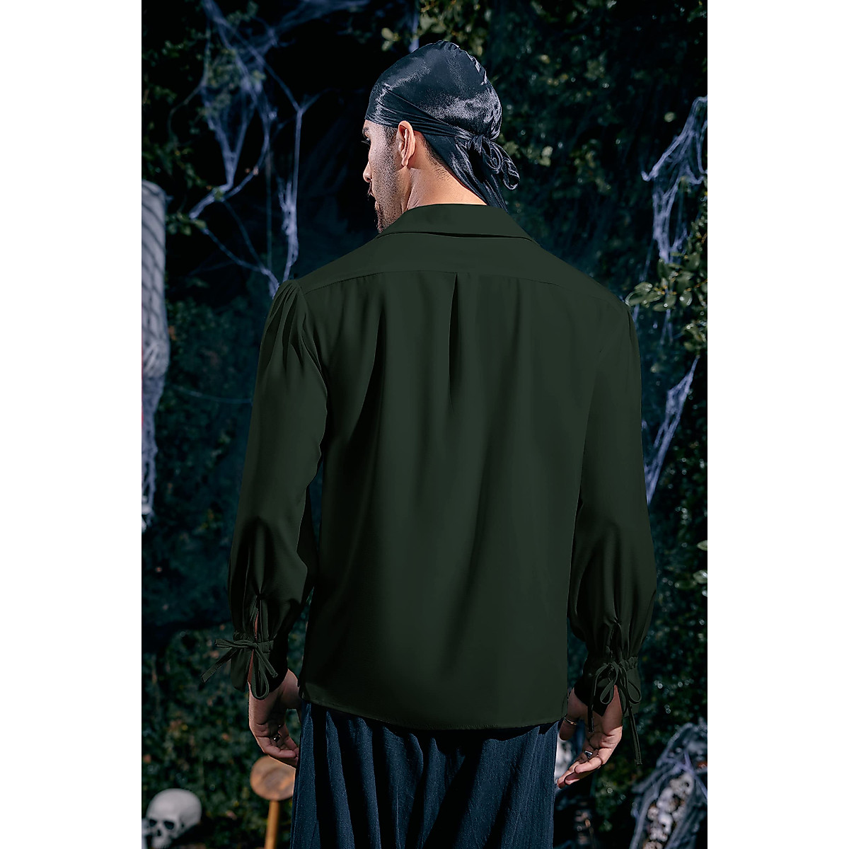 Mens Medieval Pirate Shirt Viking Renaissance Lace up Mercenary Halloween Scottish Jacobite Ghillie Tops