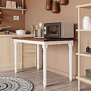 Harper & Bright Designs 3-Piece Retro Farmhouse Dining Set, Wood Kitchen Dining Table Set with 2 Benches, Cherry+White