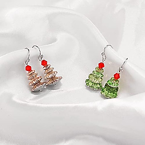 Christmas Earrings for Women Holiday Earrings Crystal Cristmas Tree Earrings Xmas Dangle Earrings Christmas Jewelry-light green