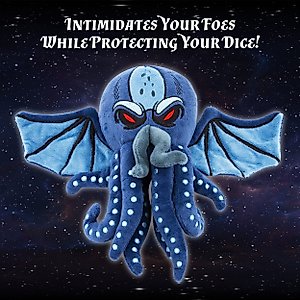 CASEMATIX Soft Dice Case and Dice Holder with 7 Included RPG Dice - 9.5" Sea Monster Figure with Dice Storage Zipper Compartment for up to 21 Dice, Protective Novelty Dice Container for Tabletop Dice