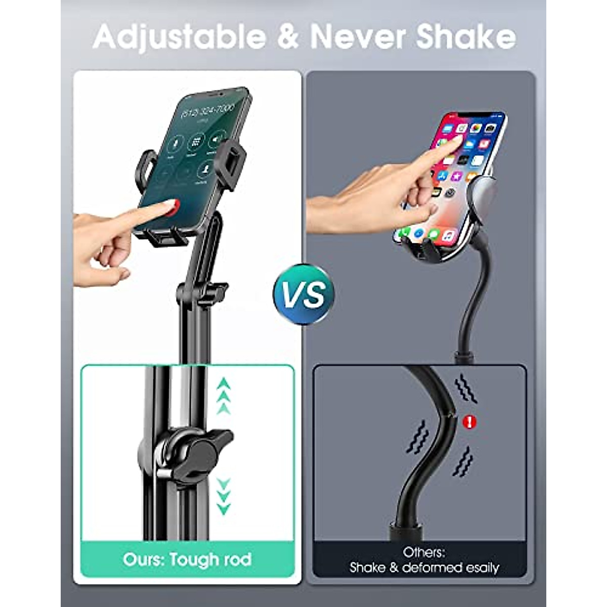FEGO Cup Phone Holder for Car, [Height Adjustable Pole], Never Shake & Bumpy Roads Friendly Car Phone Holder Mount, Hands-Free Cup Holder Phone Mount Compatible with iPhone Samsung and All Cell Phones