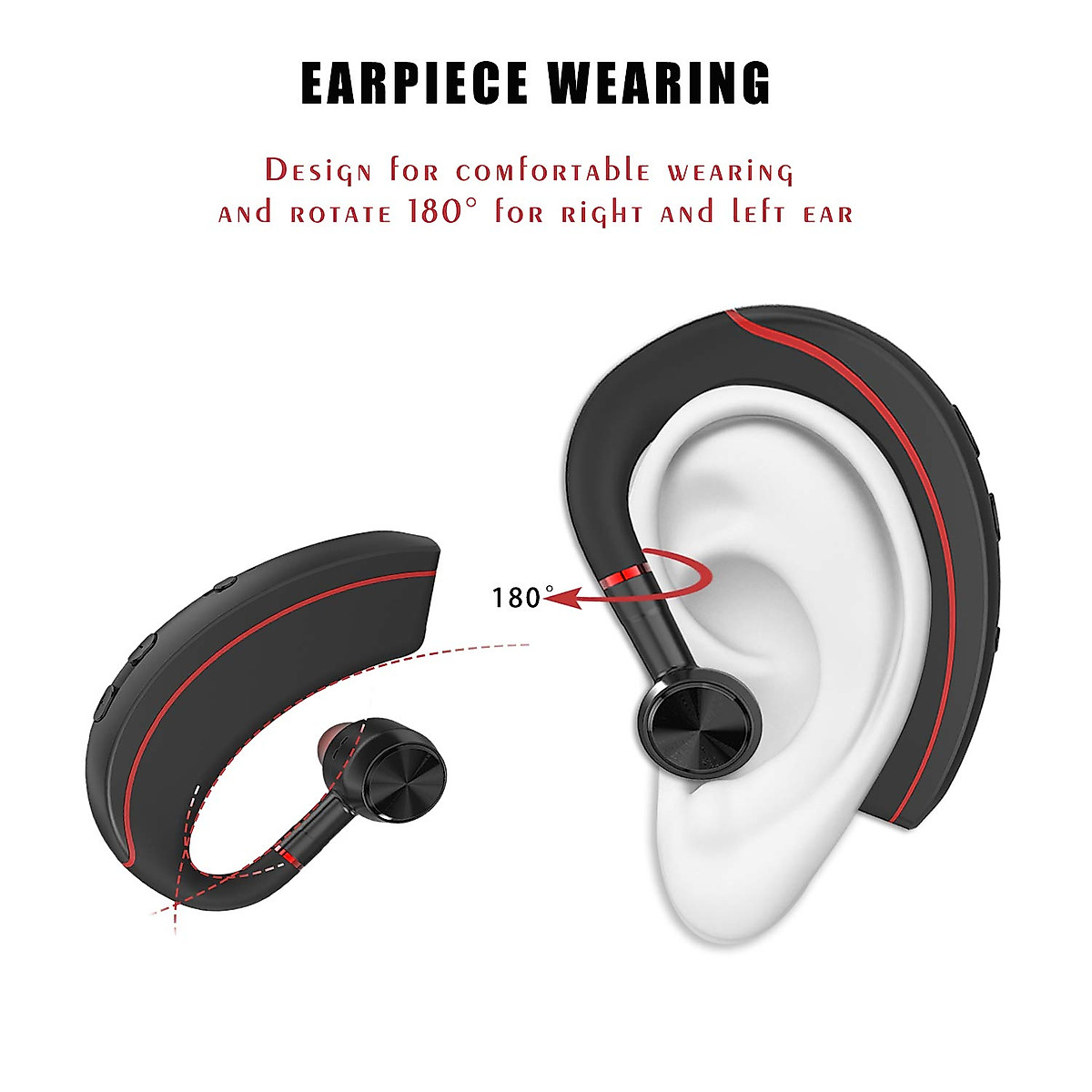 Bluetooth Headset Wireless Business Bluetooth V5.0 Earpiece Ultralight HD Headphones Hands-free Earphones with Noise Cancellation Microphone Wide Compatible with Cell Phones for Office/ Work Out/Truck