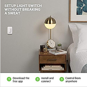 Wemo WLS0403 Wi-Fi Light Switch, 3-Way - Control Lighting from Anywhere, Easy In-Wall Installation, Works with Alexa, Google Assistant and Apple HomeKit