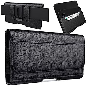 Meilib Large Holster for iPhone 14 Plus, 14 Pro Max, 13 Pro Max, 12 Pro Max, 11 Pro Max, Xs Max, 8 Plus, 7 Plus Cell Phone Belt Holder Case with Belt Clip Pouch Cover (Fits Phone with Case on) Black