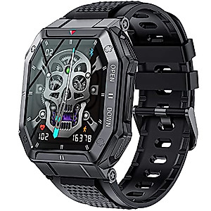 Military Smart Watch for Men (Answer/Make Call), 1.85 Inches HD Outdoor Tactical Sports Rugged Smartwatch, Fitness Tracker Watch with Heart Rate Blood Pressure Sleep Monitor for iPhone Android Phone