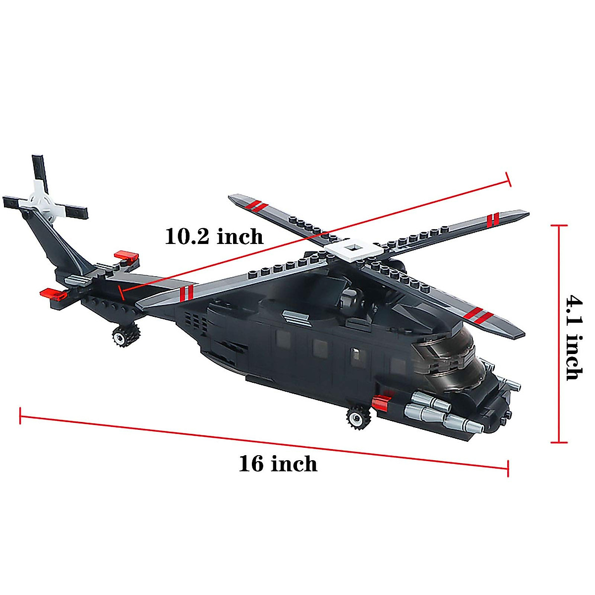 Army Military Helicopter Building Kit, Utility Helicopter Building Blocks Toys for Kids Aged 6+, 378pcs