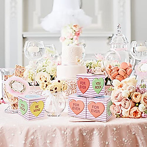 Whaline 24Pcs Valentine's Day Treat Boxes Conversation Heart Cardboard Box Colorful Cute Holiday Paper Gift Container for Cookie Goodie Candy Sweet Valentine's Day Party Favor Supplies