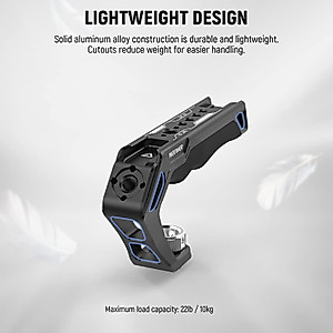 NEEWER Camera Top Handle with 3/8" ARRI Locating Pins, Comfort Silicone Grip with 1/4" 3/8" Threads and 3 Cold Shoes, Compatible with SmallRig Handles Camera Cages Video Rigs, CA007