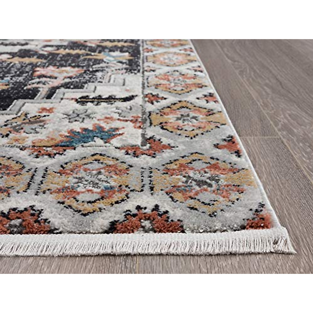 Abani 7'9" x 10'2" Grey & Beige Medallion Area Rug, Azure Collection Classic Accent Rug Rugs
