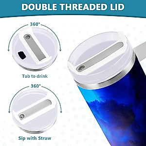 Exnundod 40 oz Tumbler with Handle Captain Yellow Duck Pirate Insulated Stainless Steel Cup with Lid and Straw Dark Clouds Travel Cup Leak-proof Fits in Car Cup Holder for Iced & Hot