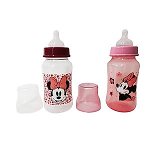 Cudlie Disney Baby Girl 11 oz Pack of 2 Baby Bottles, Minnie Mouse