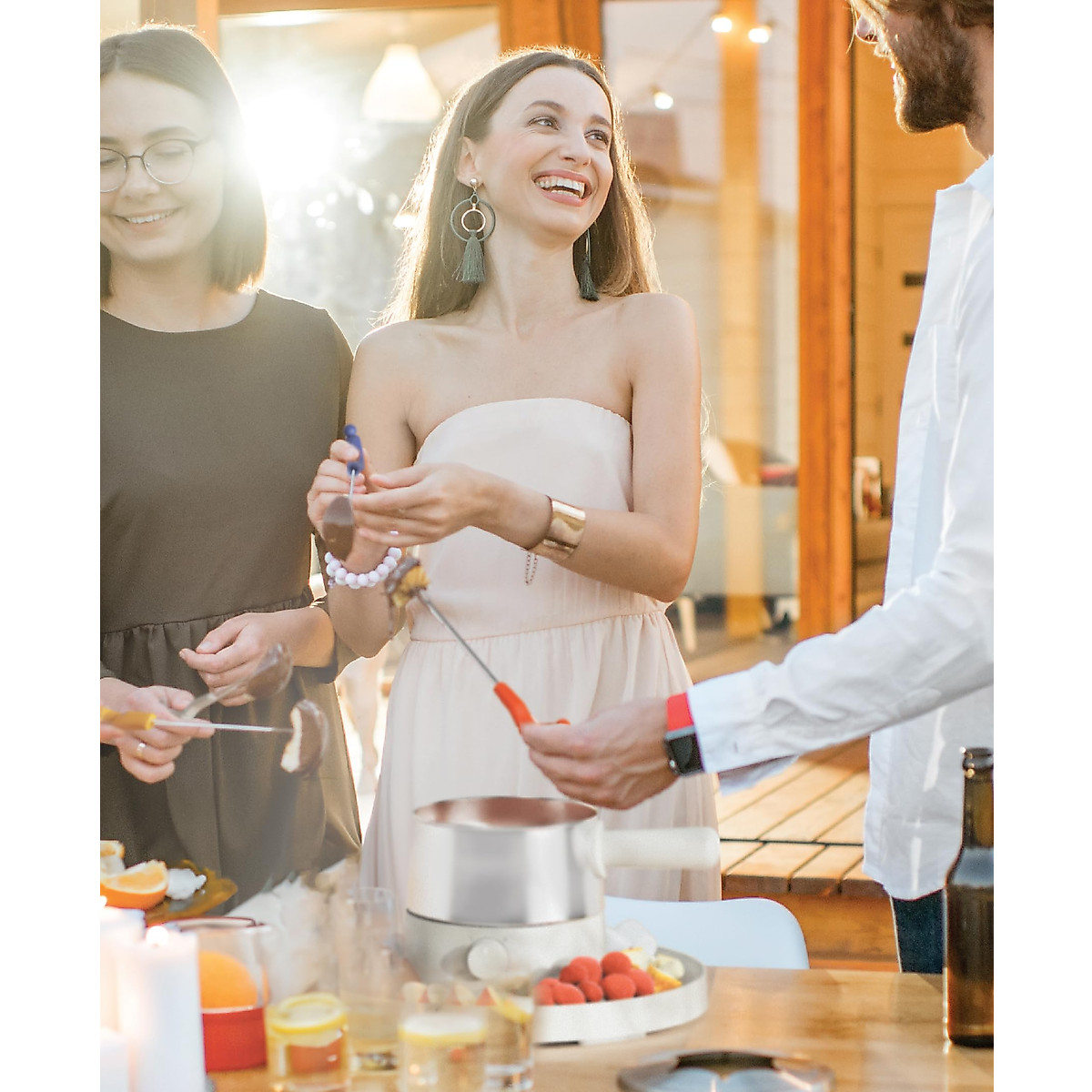 Sharper Image® Fondue Set – Electric Fondue Pot, Adjustable Heat, BPA-Free Stainless Steel, Cheese & Chocolate Fountain, Housewarming & Wedding Gift, Home Essentials Kitchen Gadgets, Mini Appliances