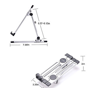 FUZADEL Portable Fold-Up Travel Stand Aluminum, Universal Tablet Stand Holder Foldable Multi-Angle Adjustable Stand for Tablet/Phone/Notebook/Tablet Holder for Surface Notebook Monitor Stand