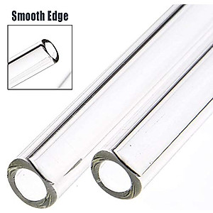 ALINK Glass Smoothie Straws, Reusable Clear Bent 9 in X 10 mm Drinking Straws, Set of 4 with Cleaning Brush