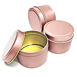 Unixing Rose Gold Candle Tins 8oz, 12Pcs Candle Tins for DIY Candle Big Candle Container Tins for Candle Making Rose Gold Cantainer Tins