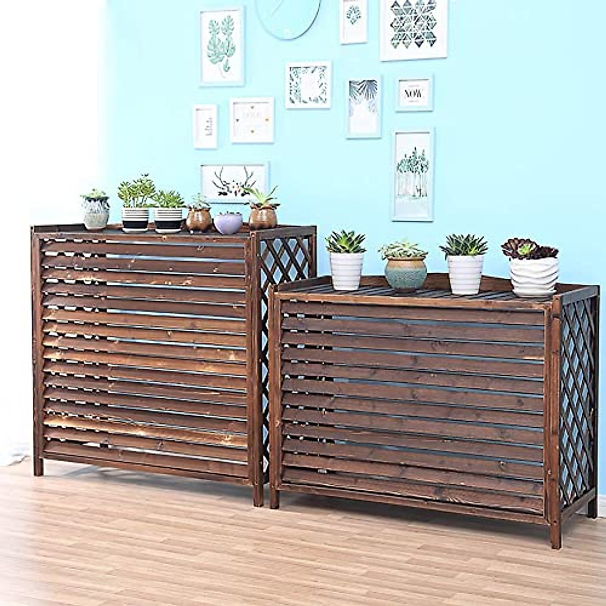 YPINKZ Outdoor Privacy Fence Panels Decorative Air Conditioner Fence Screens,Wood Fencing for Garden Patio Lawn 33.5"x29.5" 39.4"x37" 47"x39.4" (Size : 110x50x85cm(43.3x20x33.5in))