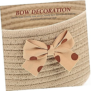 BESTOYARD 2pcs Cotton Rope Storage Basket Cotton Rope Organizer Woven Baskets for Storage Fabric Storage Cubes Rattan Round Waste Basket Rope Baskets for Storage Mini White Shelf Basket Baby