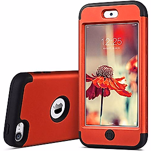 ULAK Compatible with iPod Touch 7/6/5 Case, Heavy Duty High Impact Shockproof Protective Cover for Apple iTouch 5th/6th/7th Generation (Latest Model), Red+Black
