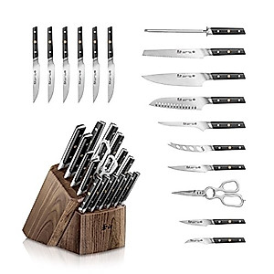 Cangshan TC Series 1021455 Swedish 14C28N Steel Forged 17-Piece Knife Block Set, Walnut
