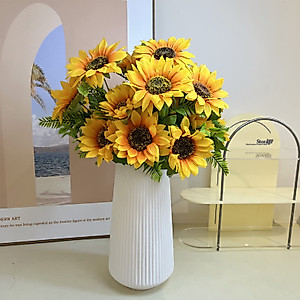 Decpro Artificial Sunflowers Bouquet, 18.9 Inches Realistic Silk Sunflowers for Home Hotel Office Wedding Party Garden Decoration, Floral Arrangement, Centerpieces