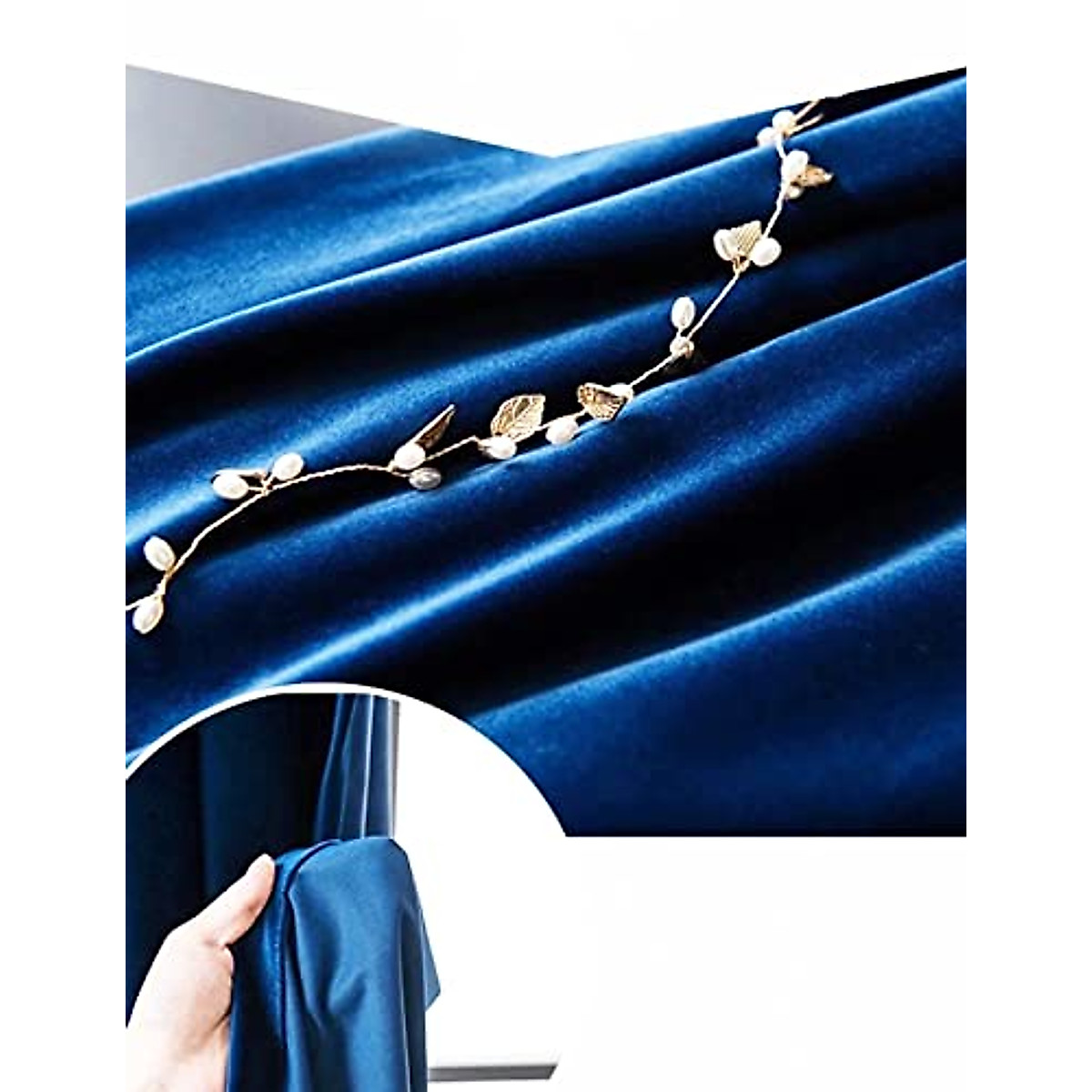 H S D K CREATE YOUR LIFE 2 Yard Premium Velvet Fabric,Washable Fabric and Wrinkle Resistant Velvet Perfect for Table Cover for Holidays, Weddings, Parties (Blue)