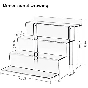 YIDITTHOPE 9 Inch Acrylic Shelf, 4 Tier Perfume and Cologne Organizer, Funko POP Shelves Tiered Riser Display Stand, Acrylic Display for Decoration
