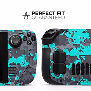 Design Skinz - Compatible with Steam Deck - Skin Decal Protective Scratch-Resistant Removable Vinyl Wrap Cover - Bright Teal and Gray Digital Camouflage