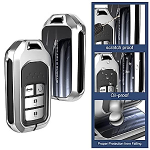 BOAVELL for Honda Key Fob Cover, Keychain, Glaring Gradient Tempered Glass and Metal Made for Honda Accord CRV Pilot Odyssey Passport JED Crosstour Crider Keyless Smart Key Cover