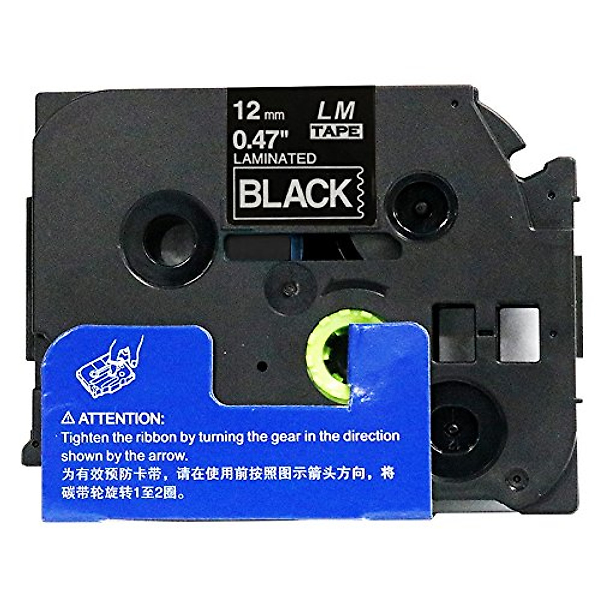 LM Tapes - Brother PT-1010 1/2" (12mm 0.47 Laminated) White on Black Compatible TZe P-Touch Tape for Brother Model PT1010 Label Maker with Free Tape Guide Included